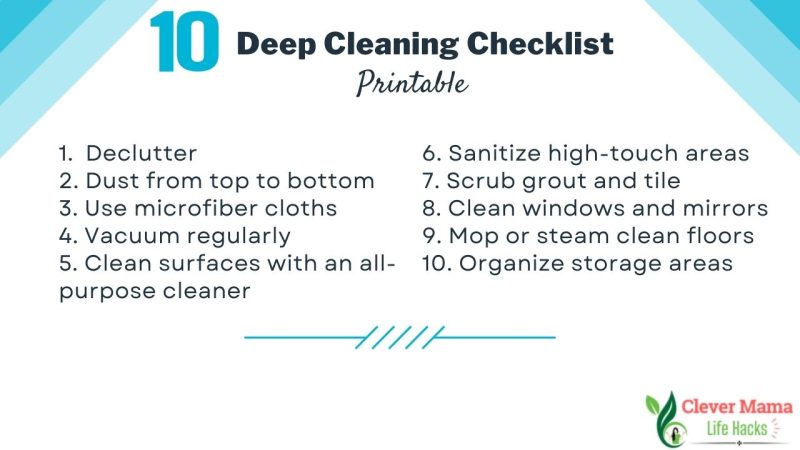 10 Deep Cleaning Hacks and Checklist - Clever Mama Life Hacks